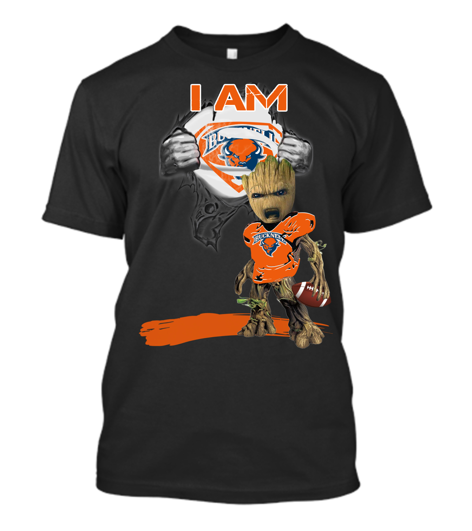 I AM Bucknell Bison Baby Groot Football T-Shirt