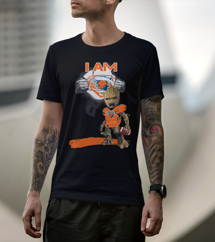 I AM Bucknell Bison Baby Groot Football T-Shirt
