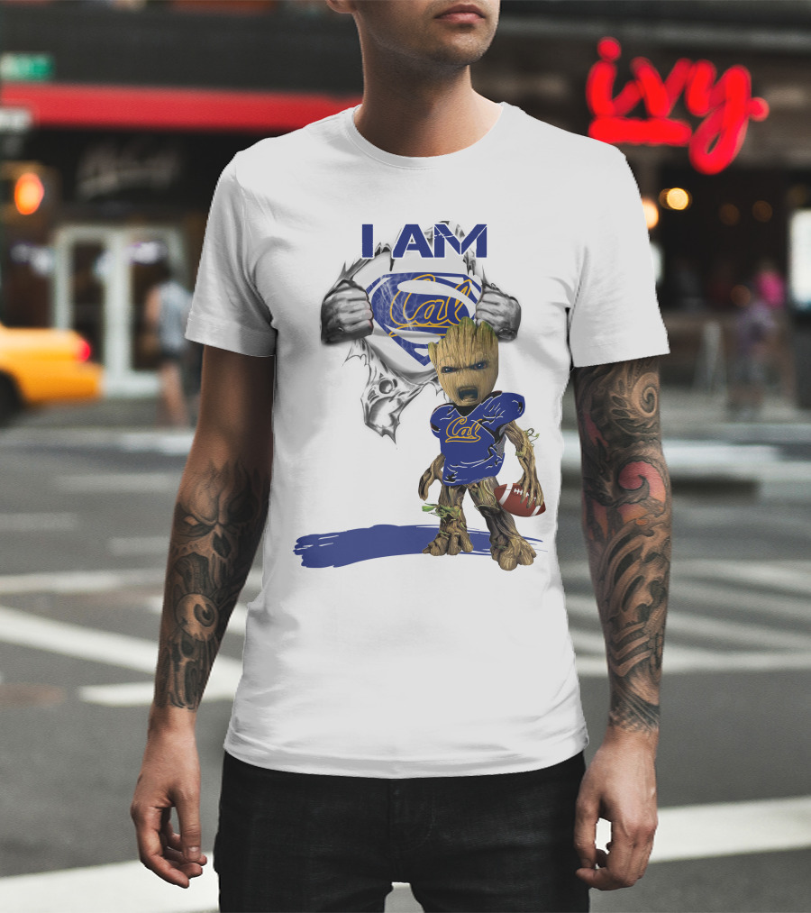 I AM Cal Baby Groot Superman Football T-Shirt