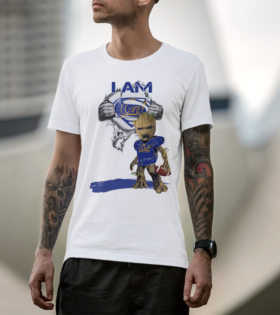 I AM Cal Baby Groot Superman Football T-Shirt