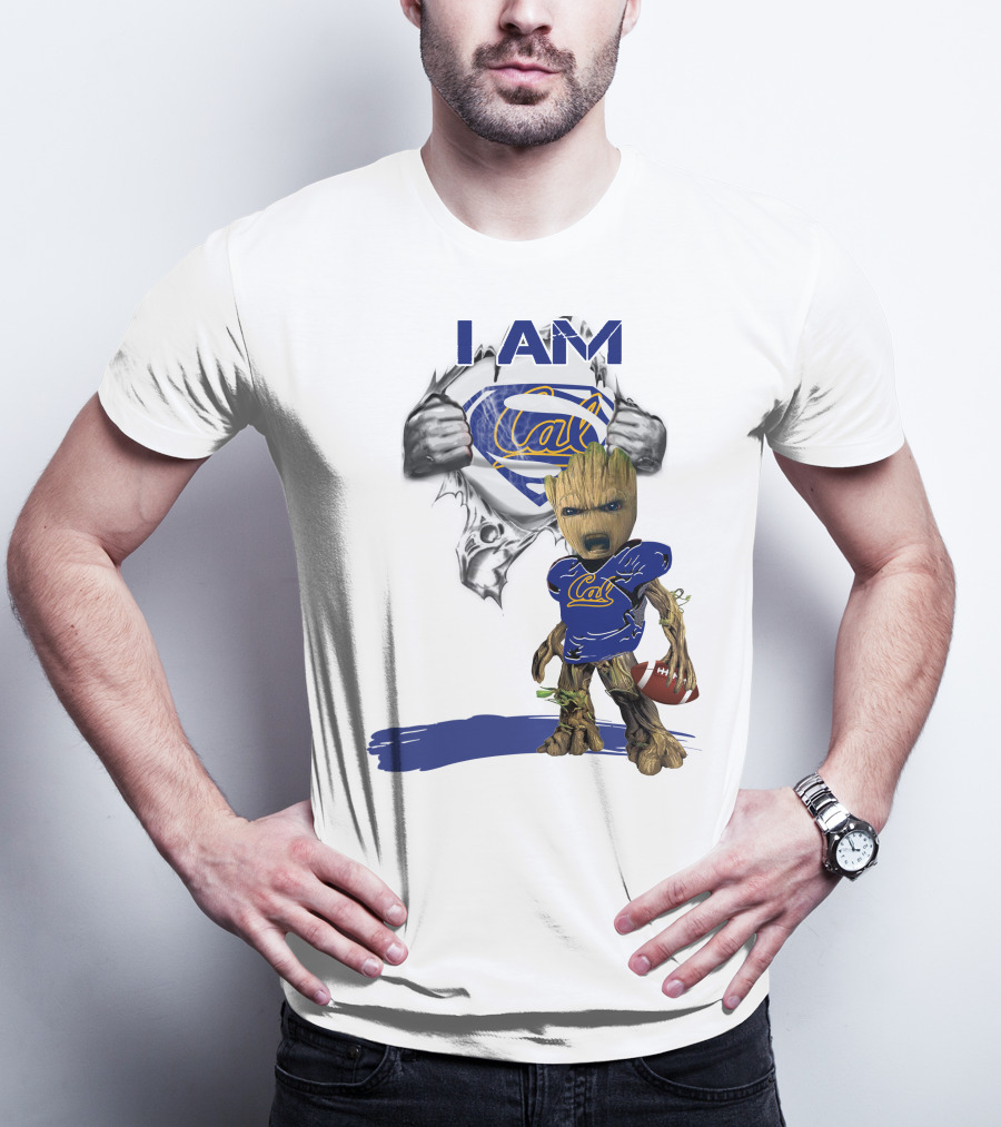 I AM Cal Baby Groot Superman Football T-Shirt