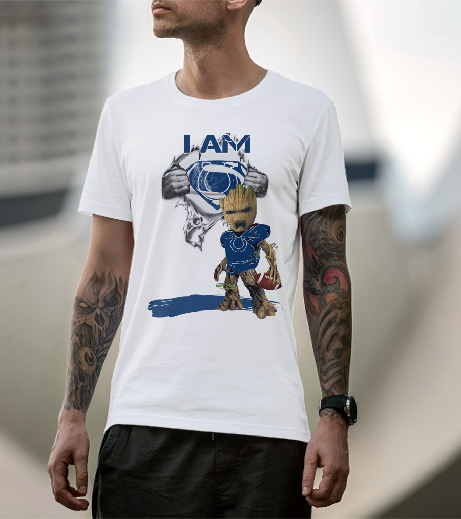 I Am Colts Baby Groot Superman Football T-Shirt