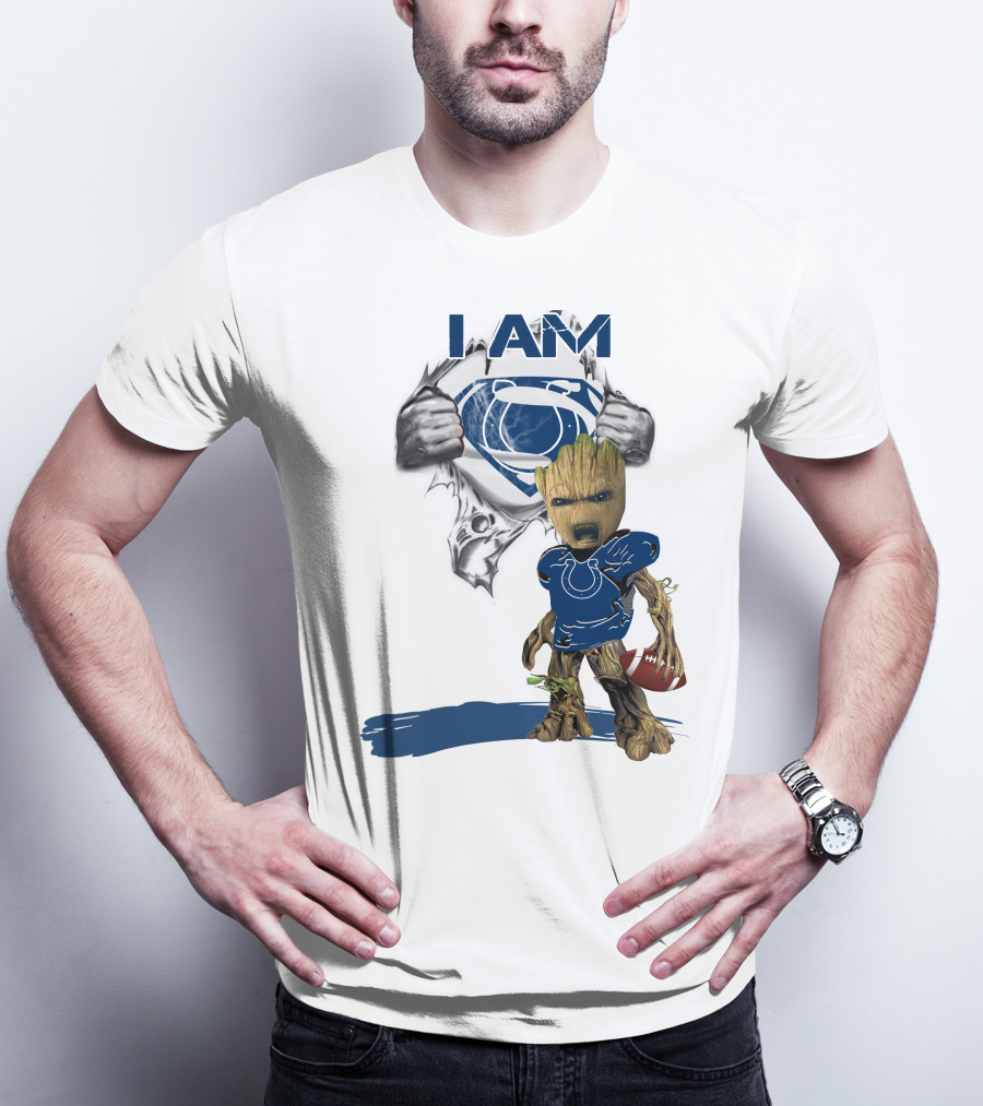 I Am Colts Baby Groot Superman Football T-Shirt