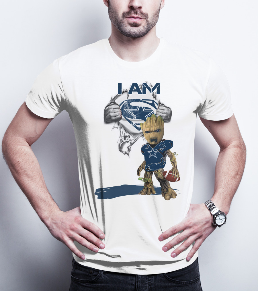 I Am Cowboys Baby Groot Superman Football T-Shirt