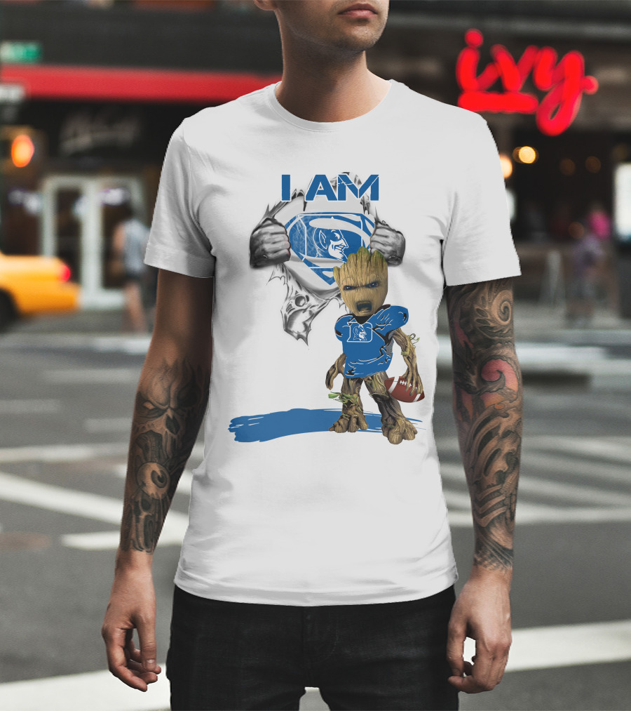 I AM Duke Baby Groot Superman Football Hero T-Shirt