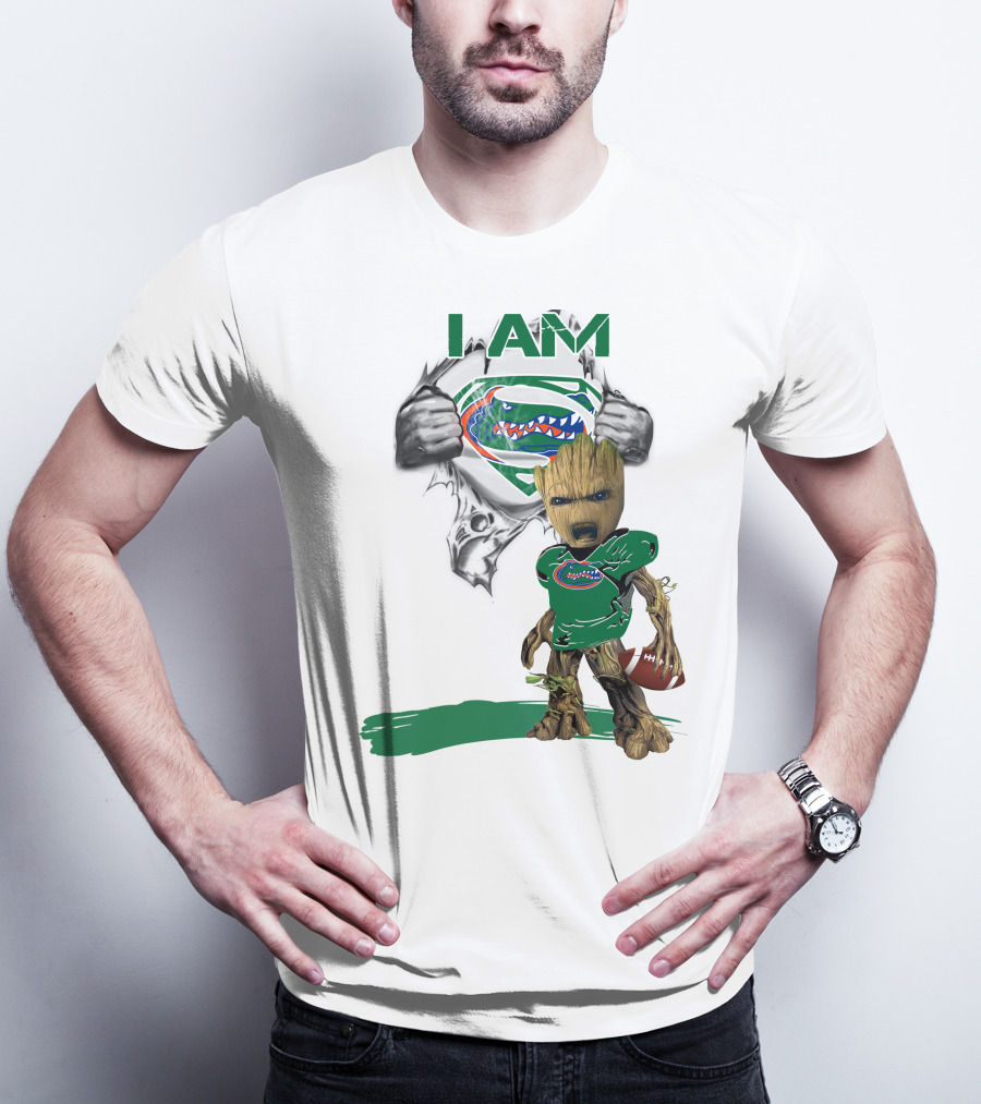 I AM Gators Baby Groot Superman Football T-Shirt