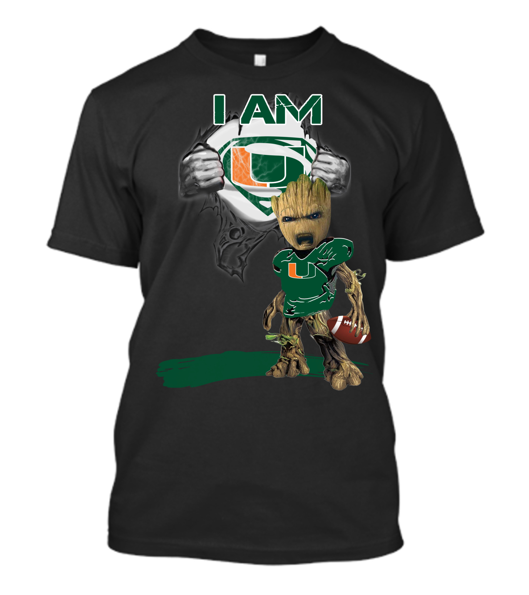 I Am Hurricanes Baby Groot Superman Football T-Shirt