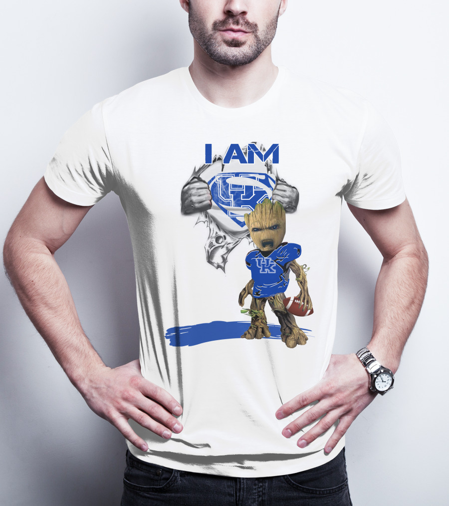 I Am Kentucky Baby Groot UK Superman Football T-Shirt