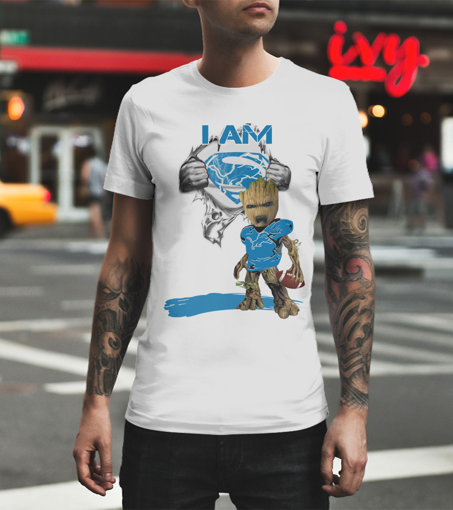 I AM Lion Baby Groot Superman Football T-Shirt