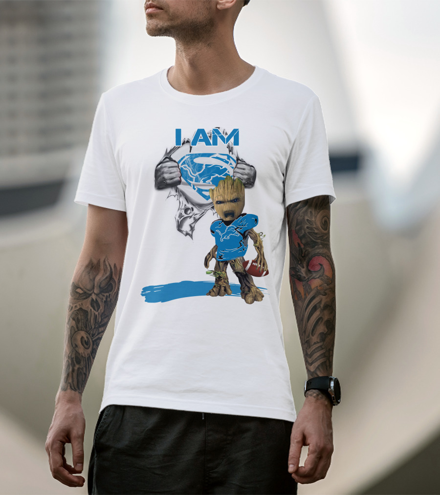 I AM Lion Baby Groot Superman Football T-Shirt