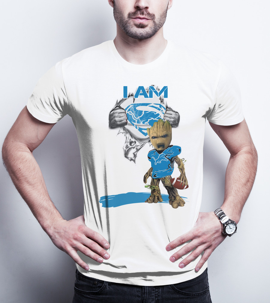 I AM Lion Baby Groot Superman Football T-Shirt