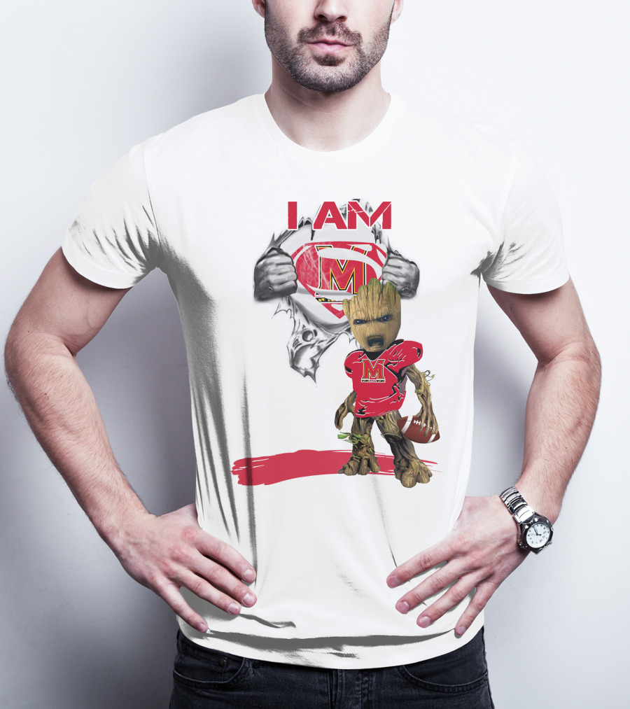 I Am Maryland Baby Groot Football Superman T-Shirt