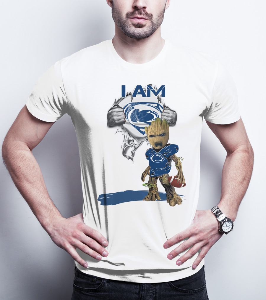 I Am Baby Groot Penn State Football Holding Superman T-Shirt