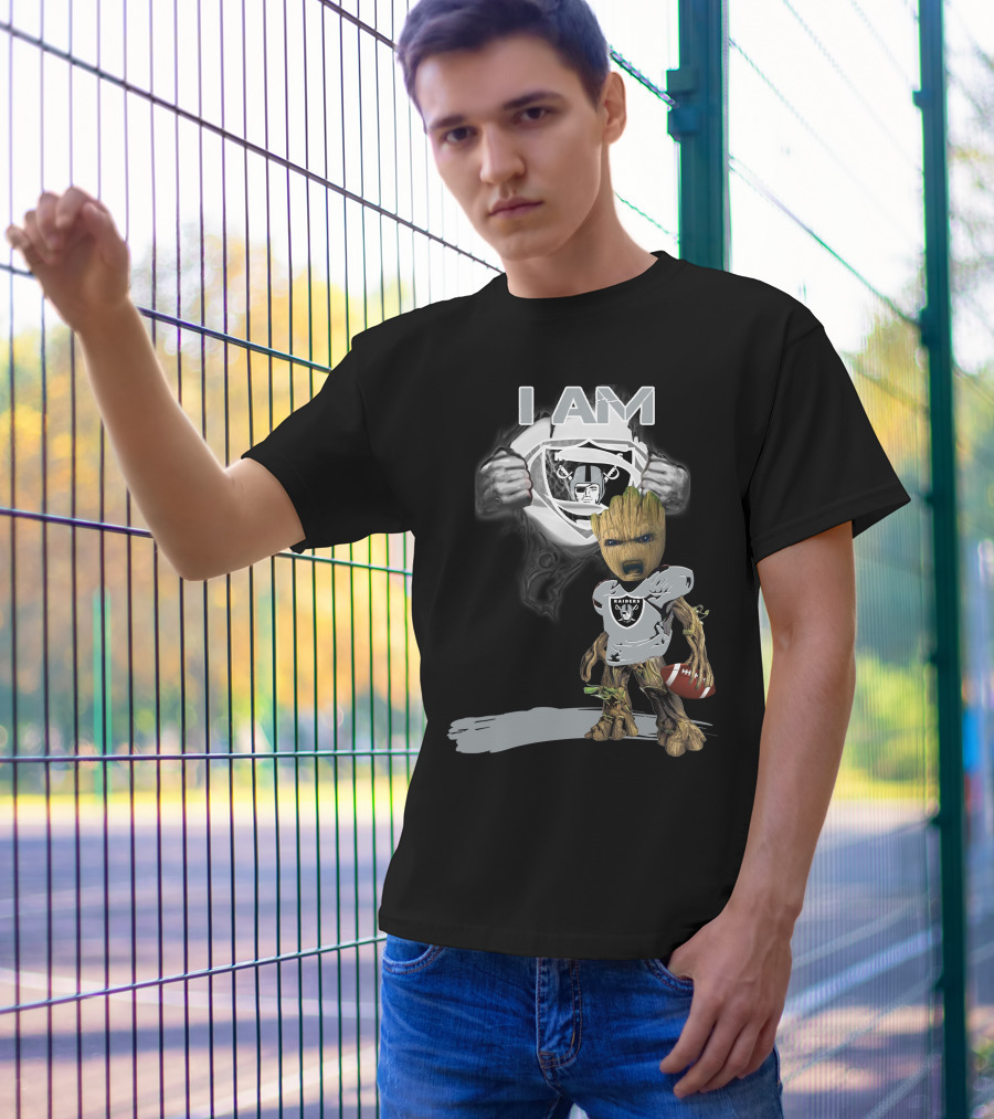 Raiders Baby Groot I Am Superman NFL Football T-Shirt