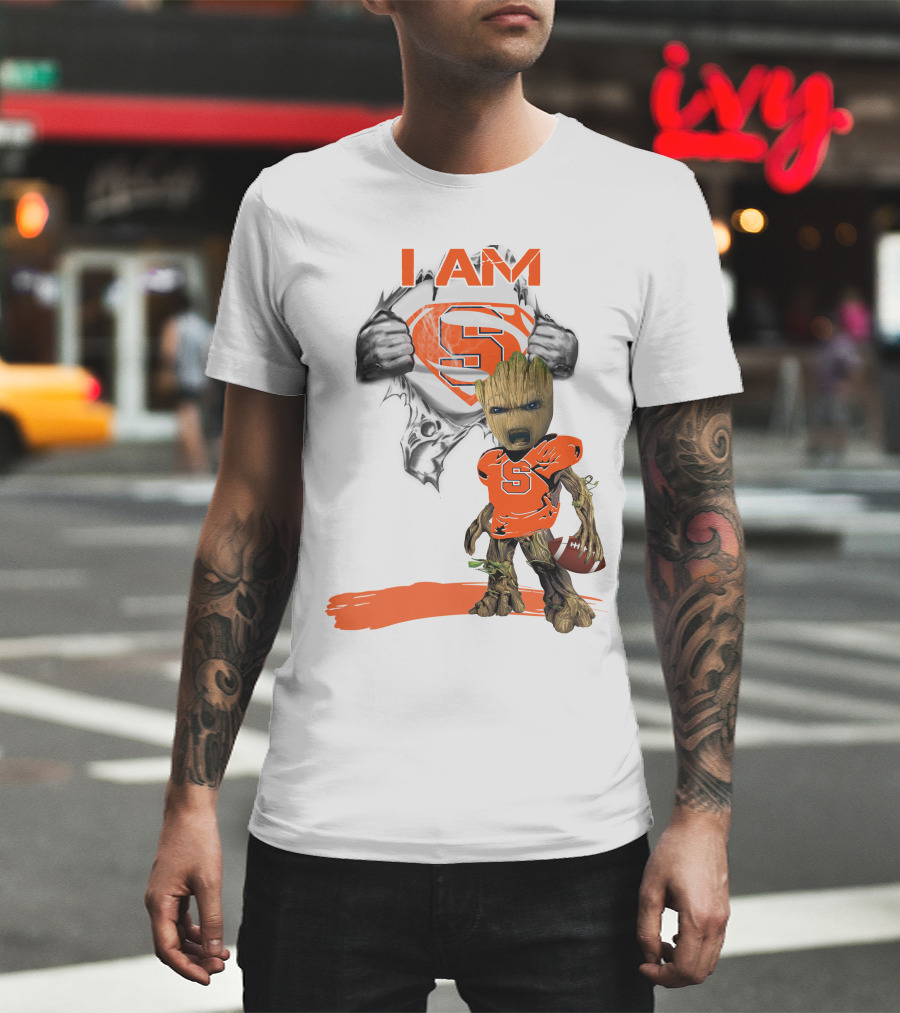 I Am Syracuse Baby Groot Superman Football T-Shirt