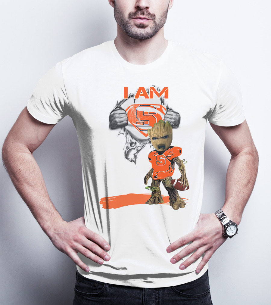 I Am Syracuse Baby Groot Superman Football T-Shirt