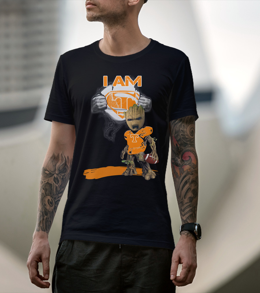I Am Tennessee Baby Groot Superman Football T-Shirt