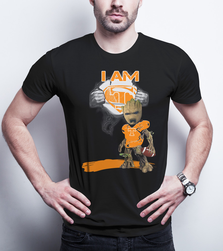 I Am Tennessee Baby Groot Superman Football T-Shirt
