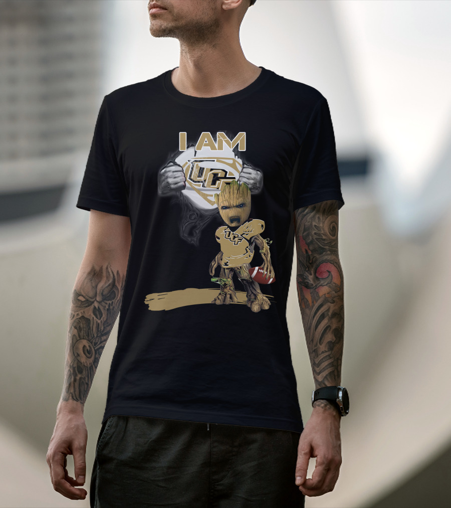I AM UCF Baby Groot Football Superman T-Shirt