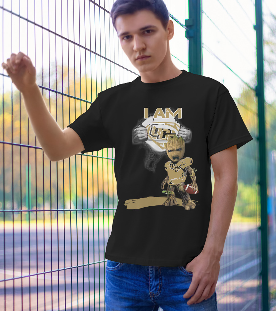 I AM UCF Baby Groot Football Superman T-Shirt