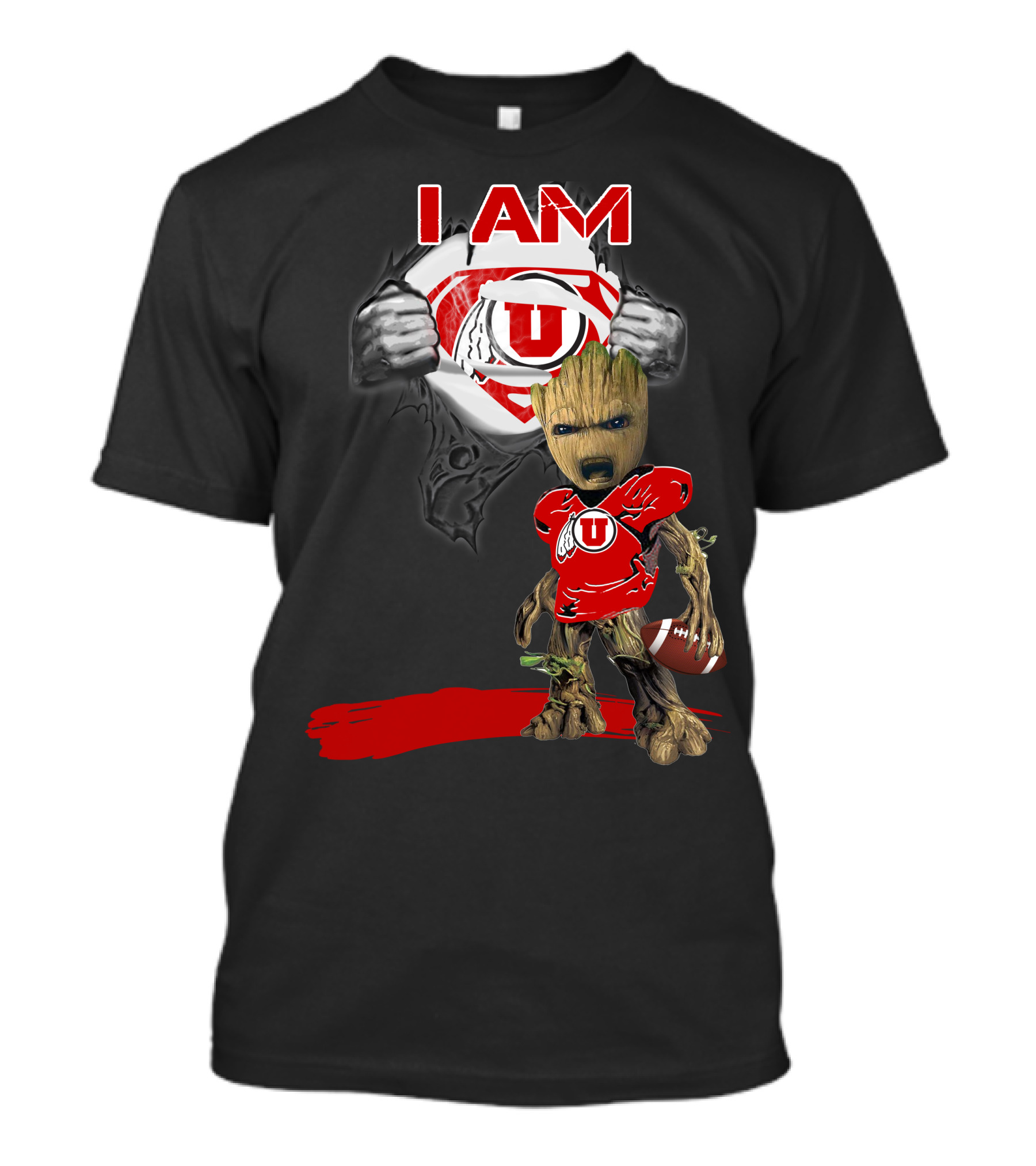 I Am Utes Baby Groot Superman Football T-Shirt