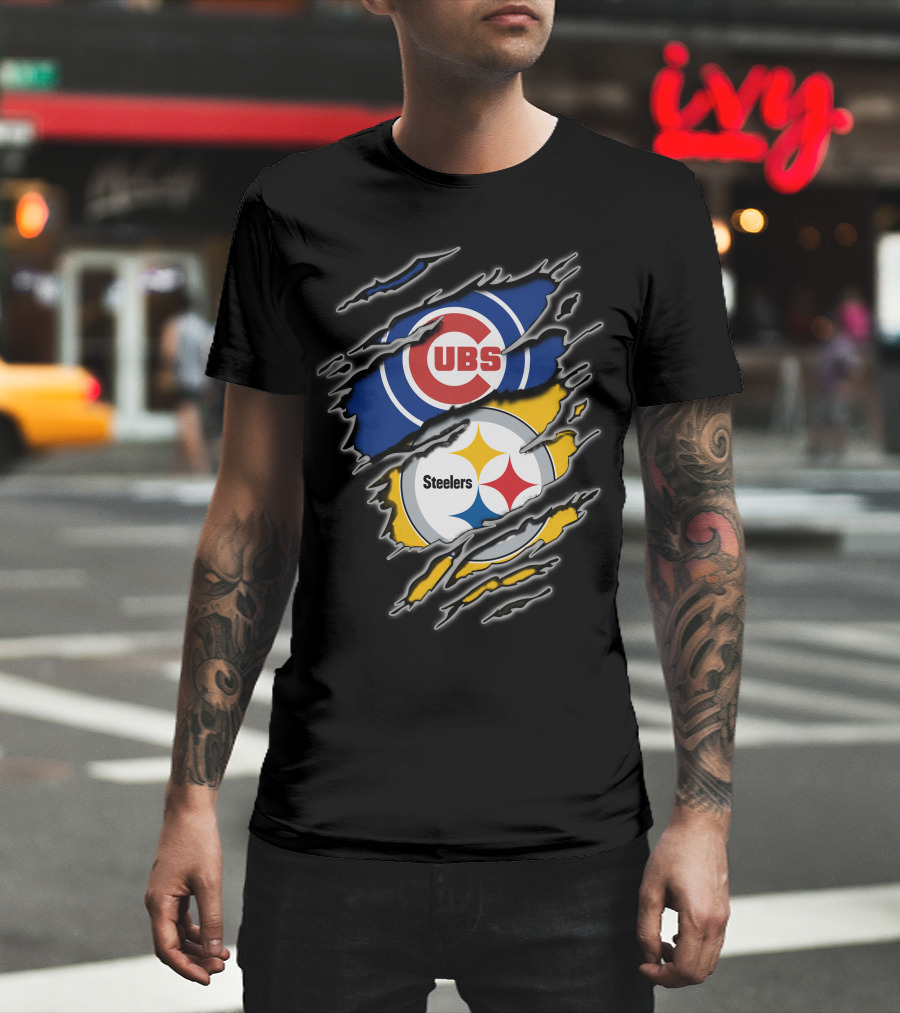Cubs Steelers Logo Rip T-Shirt