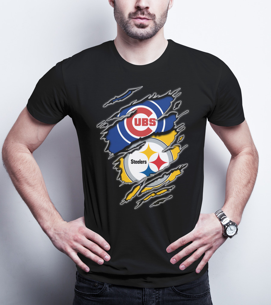 Cubs Steelers Logo Rip T-Shirt