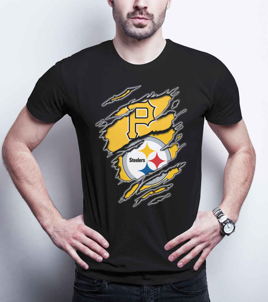 Steelers Pirates Torn Ripped Merge T-Shirt