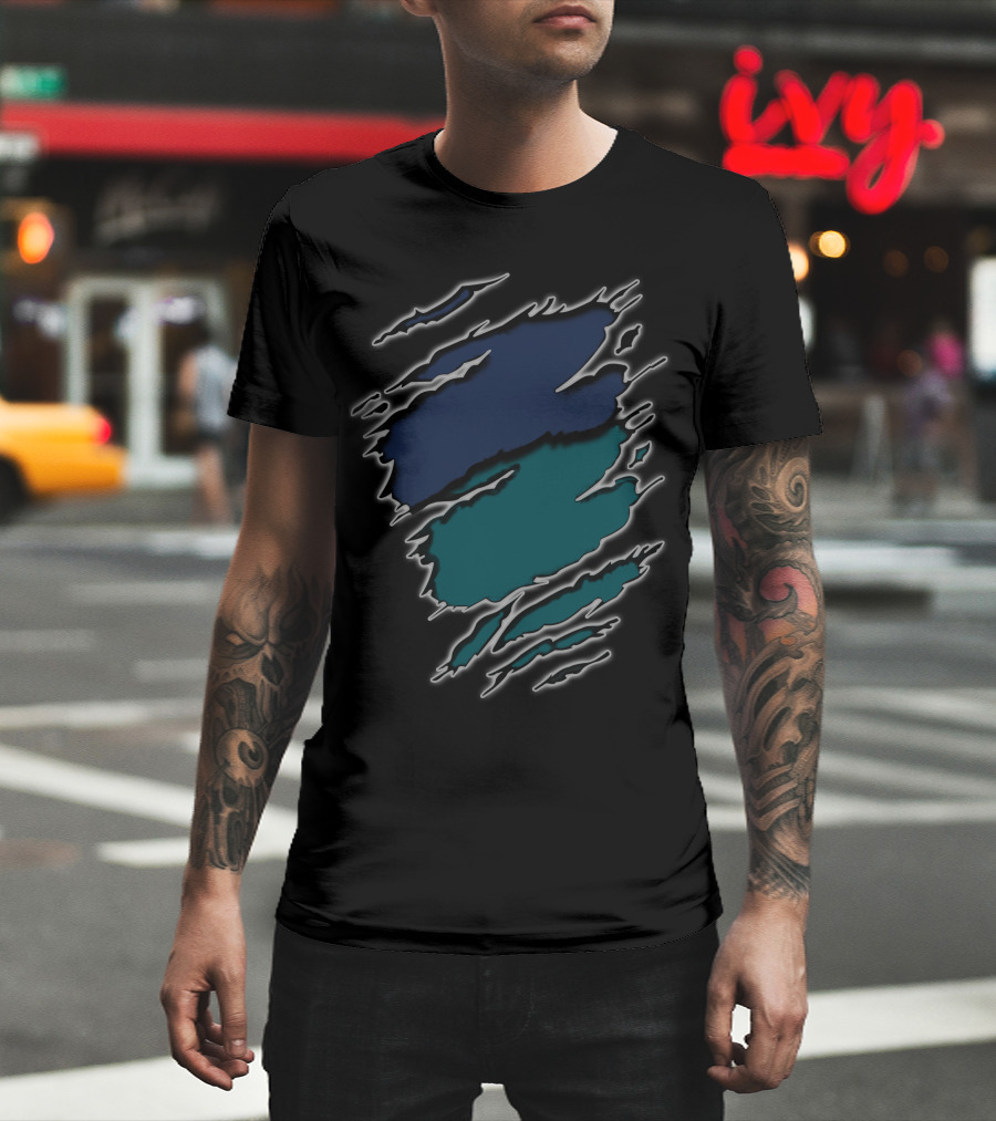 Yan Eagles20 Navy Teal Rip T-Shirt