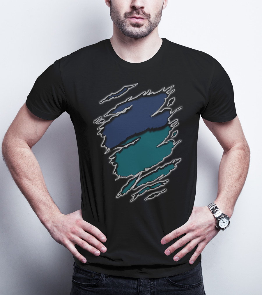 Yan Eagles20 Navy Teal Rip T-Shirt