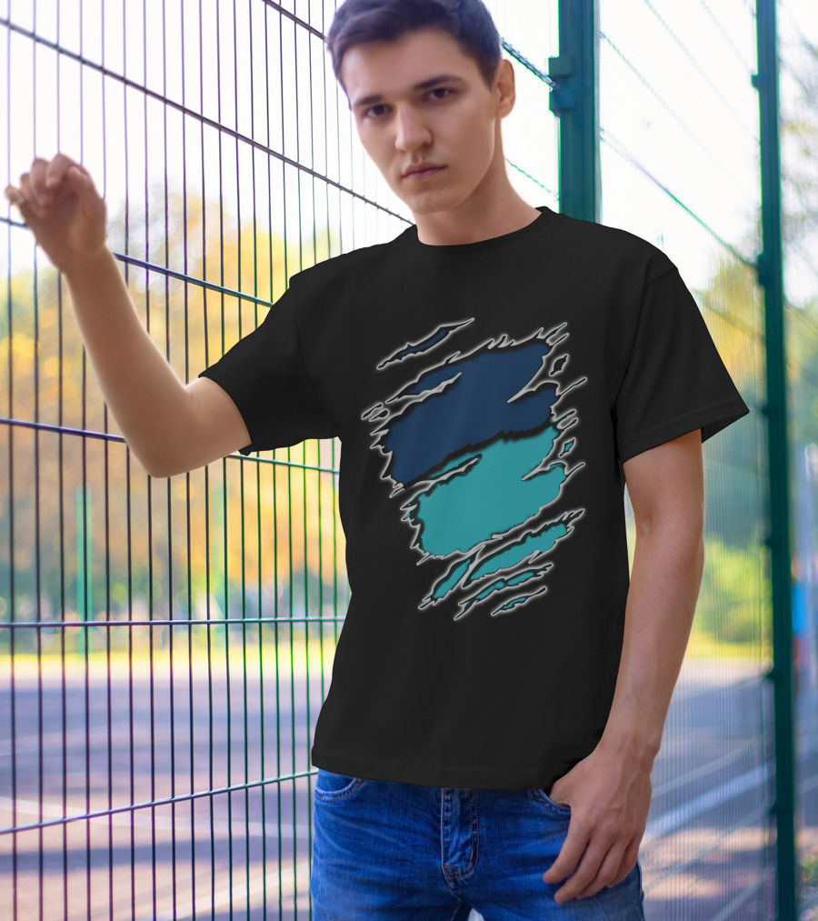 Dolphins Rays9 Blue Teal Abstract Claw Marks T-Shirt