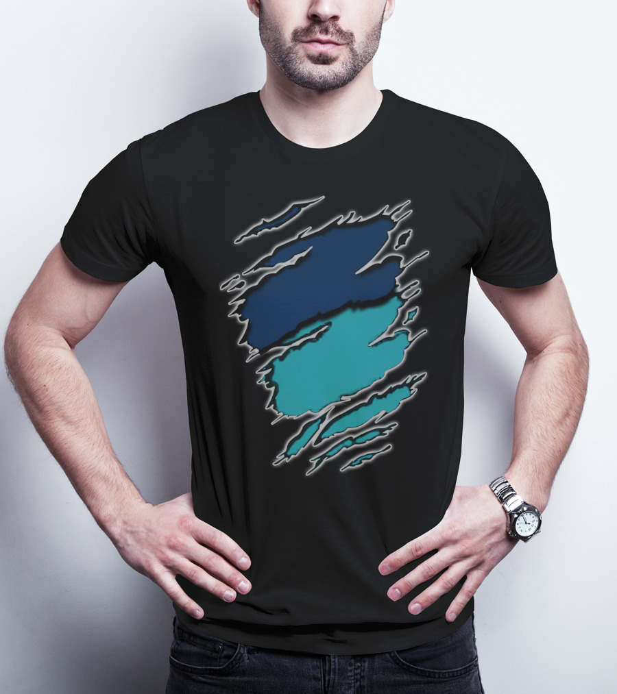 Dolphins Rays9 Blue Teal Abstract Claw Marks T-Shirt
