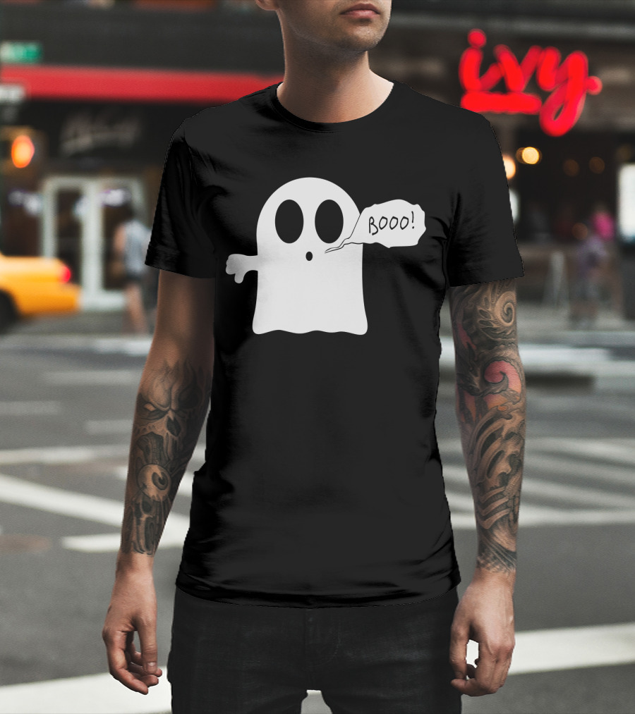 Booo Ghost With Surprised Expression And Speech Bubble T-Shirt
