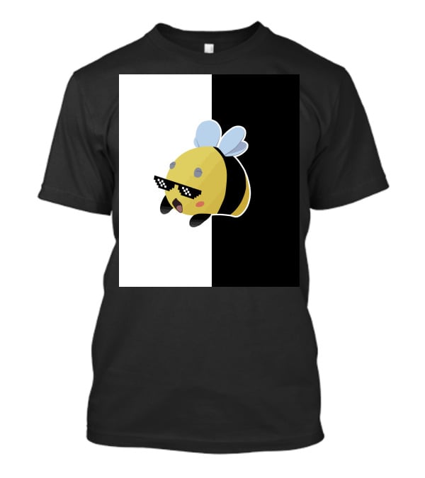 Tubbo And Ranboo Cool Bee Sunglasses Black And White Background T-Shirt