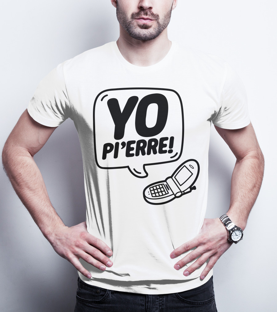 YO Pi'erre Flip Phone Retro Vibe T-Shirt