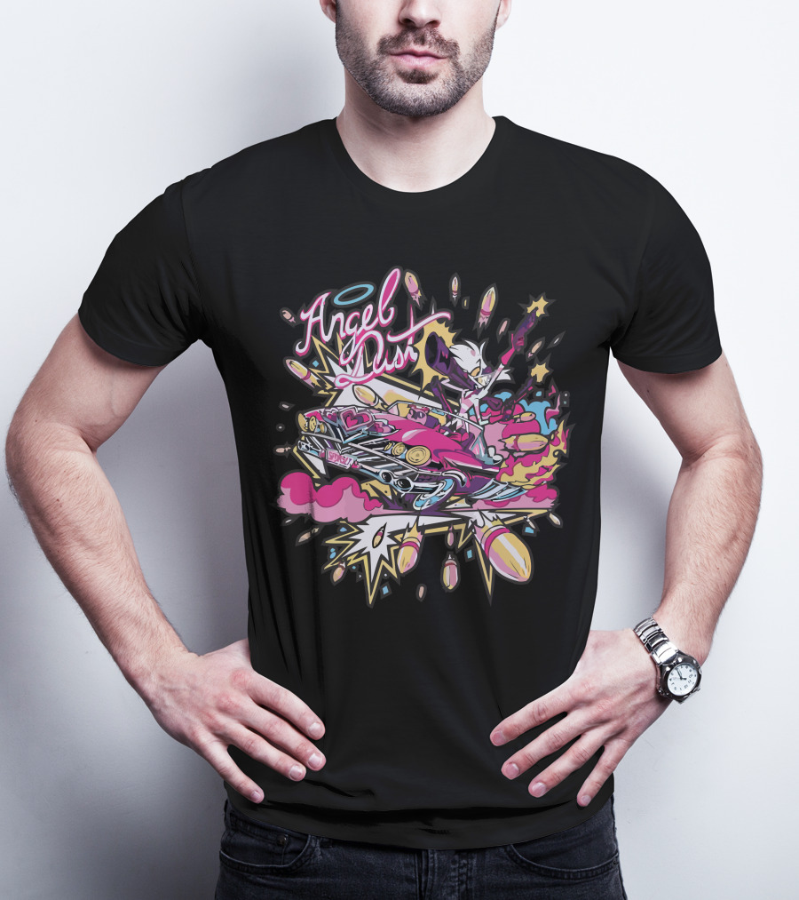 Angel Dust Hazbin Hotel Cartoon Style Action Explosion T-Shirt