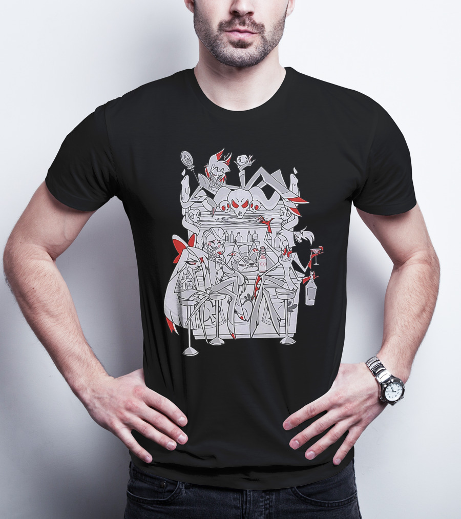 Hazbin Hotel Charlie Bar Scene With Angel Dust And Alastor T-Shirt