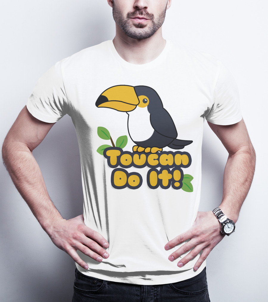 Toucan Do It Essential Positive Inspiration With Cartoon Bird And Leaves T-Shirt