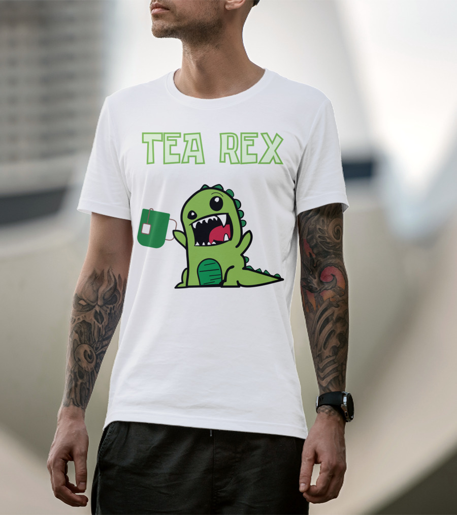 Tea Rex Dinosaur Holding Tea Bag T-Shirt