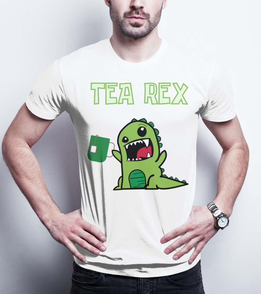 Tea Rex Dinosaur Holding Tea Bag T-Shirt