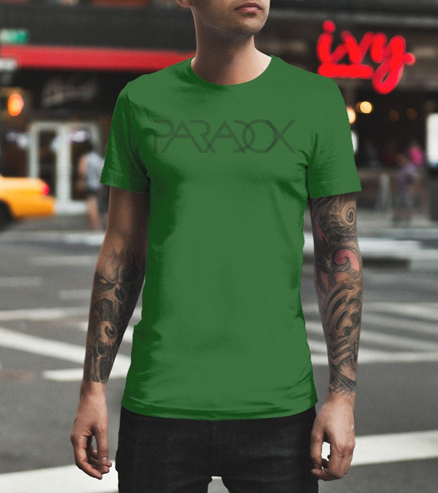 PARADOX Overlapping Letters Green T-Shirt