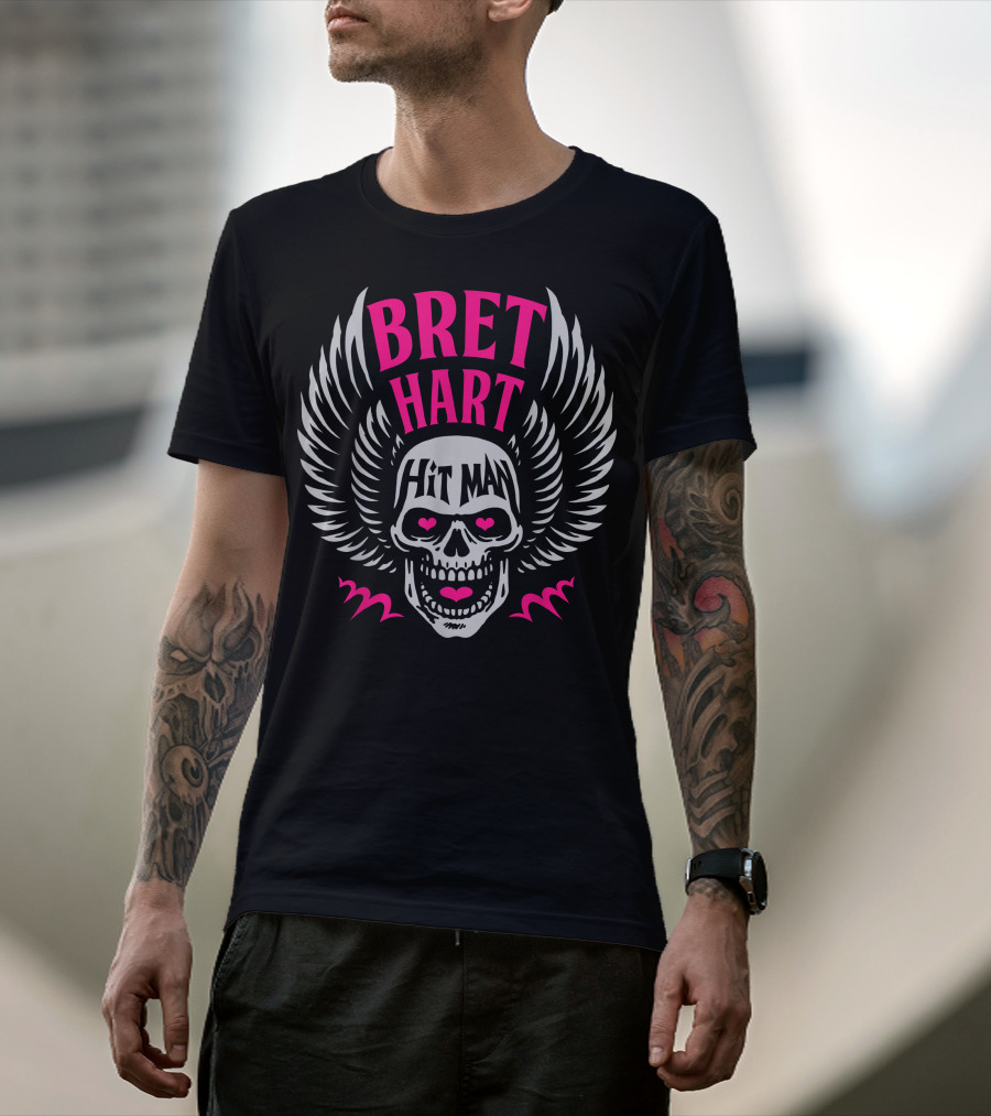 Bret Hart Hit Man Skull With Wings T-Shirt