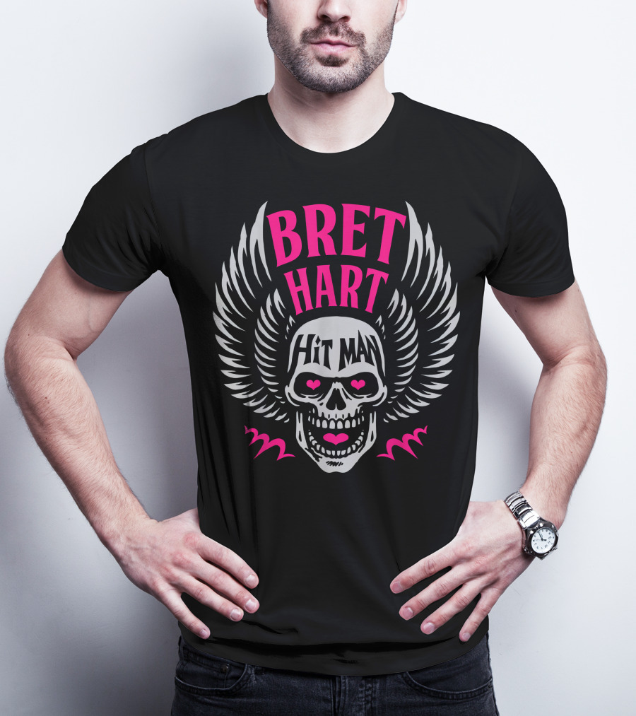 Bret Hart Hit Man Skull With Wings T-Shirt