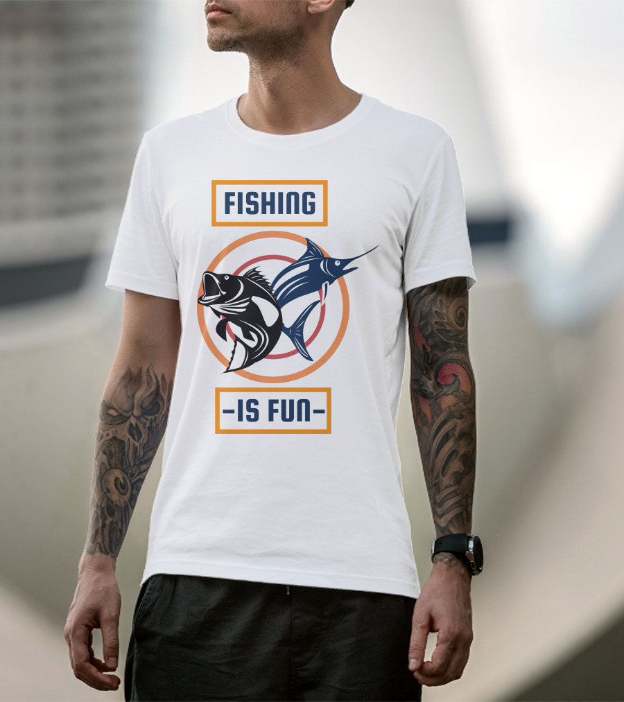 Fishing Is Fun Marlin And Bass Circular Target T-Shirt