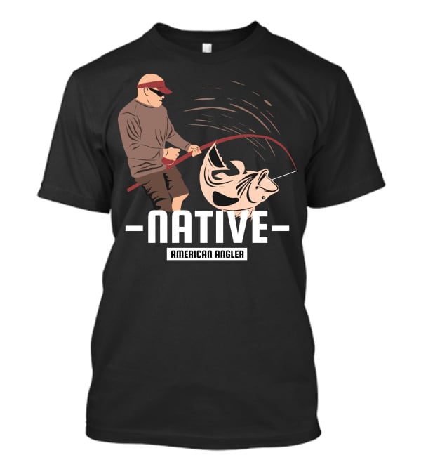 Native Fisherman Catching Fish With Rod And Reel T-Shirt