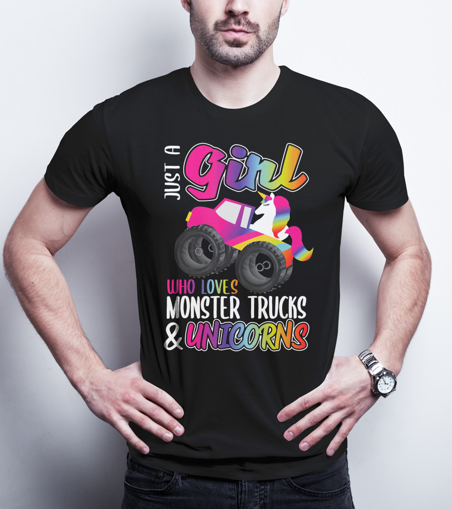 Just A Girl Who Loves Monster Trucks And Unicorns T-Shirt