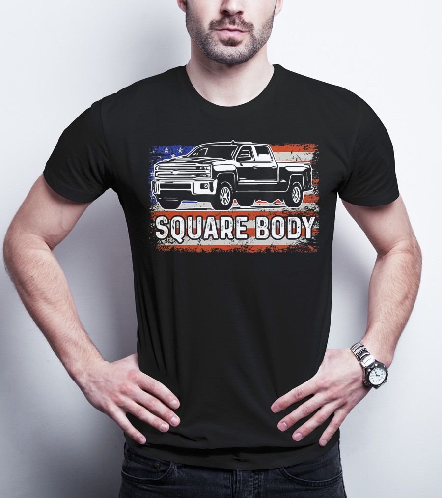 Patriotic American Flag Square Body Truck T-Shirt