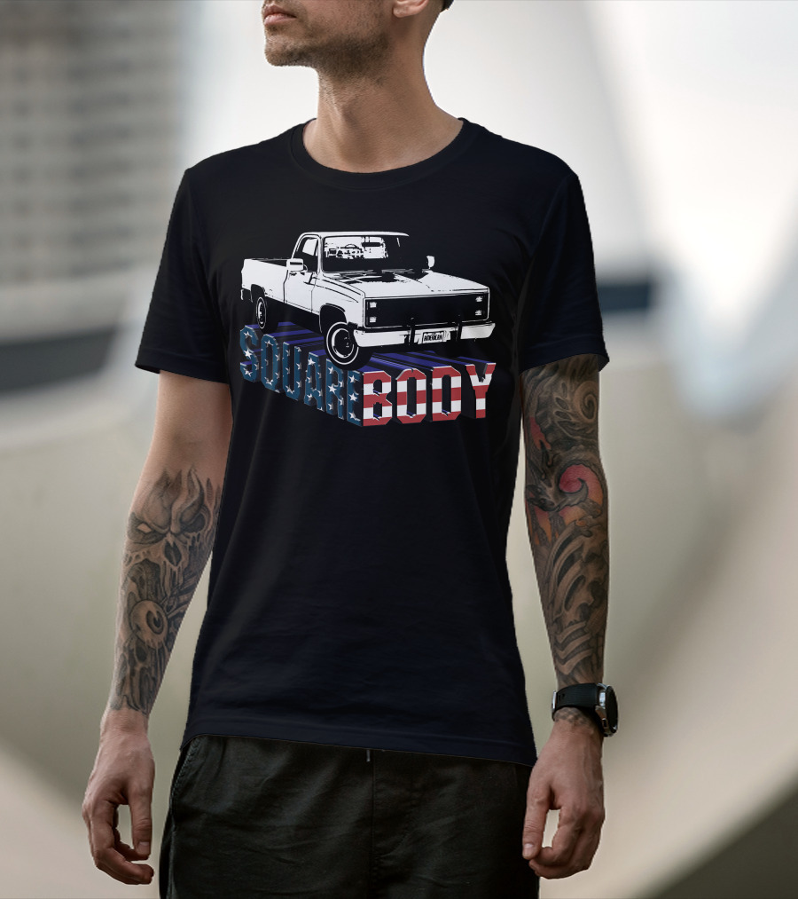 American Flag Squarebody Truck Patriotic American Square Body T-Shirt