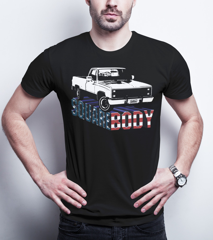 American Flag Squarebody Truck Patriotic American Square Body T-Shirt