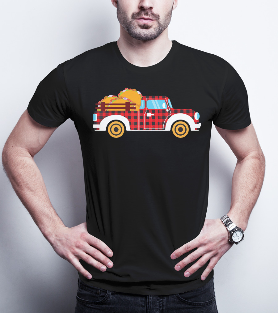 Buffalo Plaid Truck With Tacos Cinco De Mayo Boy Taco T-Shirt